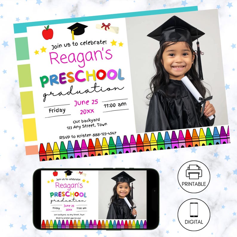 Pre-k Graduation Invitation | Preschool Ceremony | Pre-school Party ...