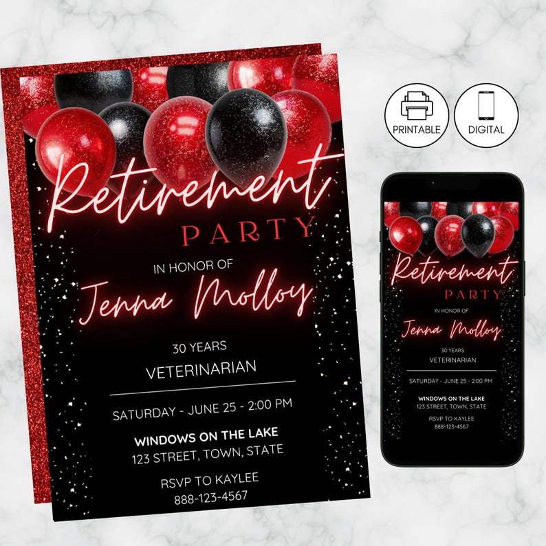 Retirement Party Photo Invitation Template, Cheers Announcement ...