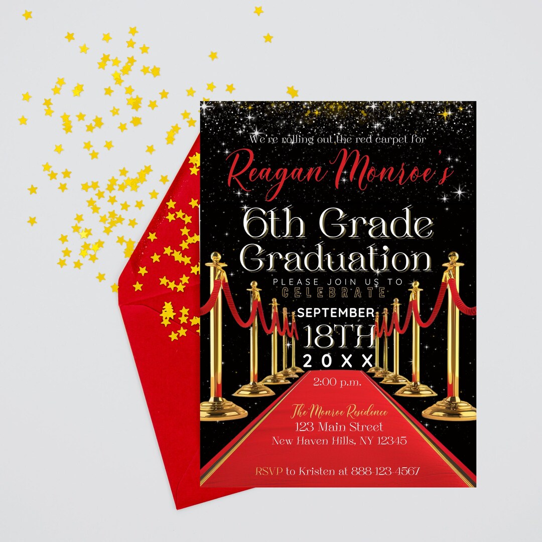 6th Grade Graduation Invitation Grad Announcement Invite Instant ...