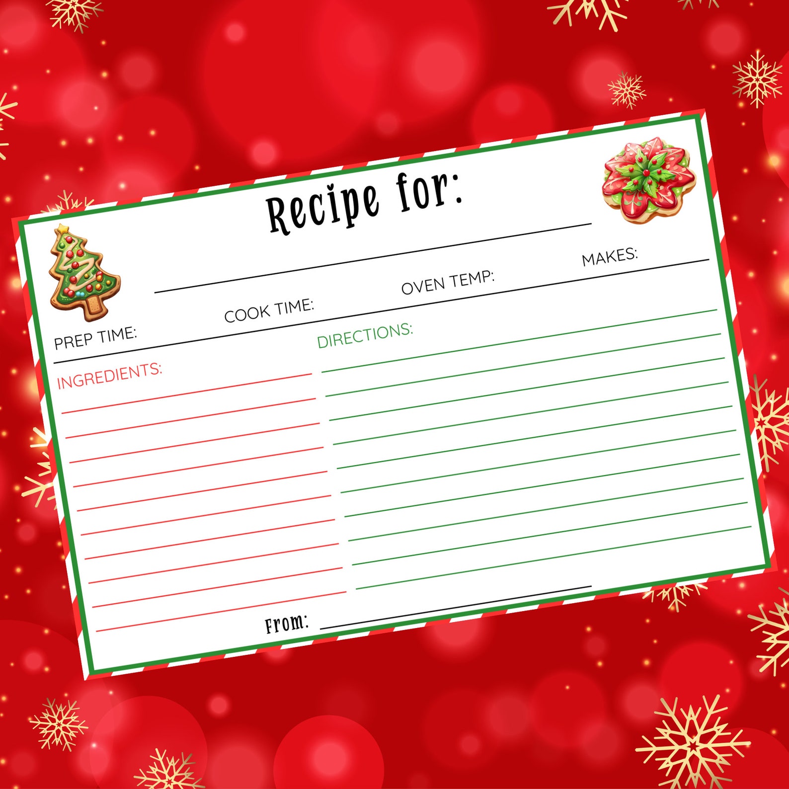 Christmas Cookie Exchange Party Invitation Template, Holiday Recipe ...