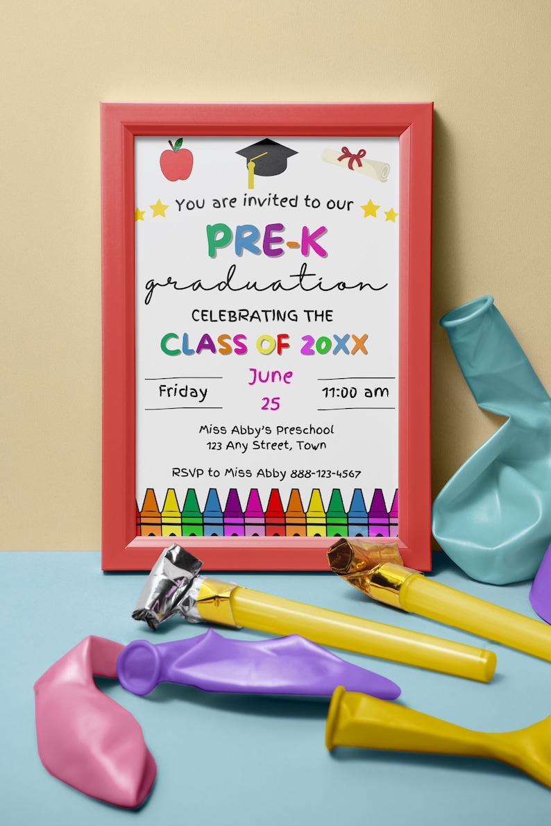 Pre-k Graduation Invitation Preschool Ceremony Pre-school Party School ...