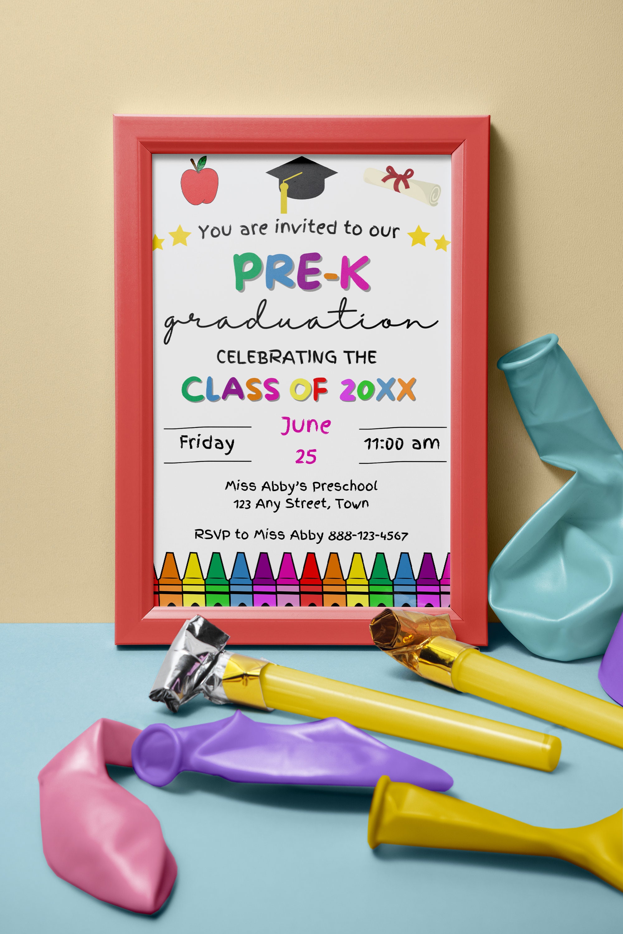 Pre-k Graduation Invitation Preschool Ceremony Pre-school Party School ...
