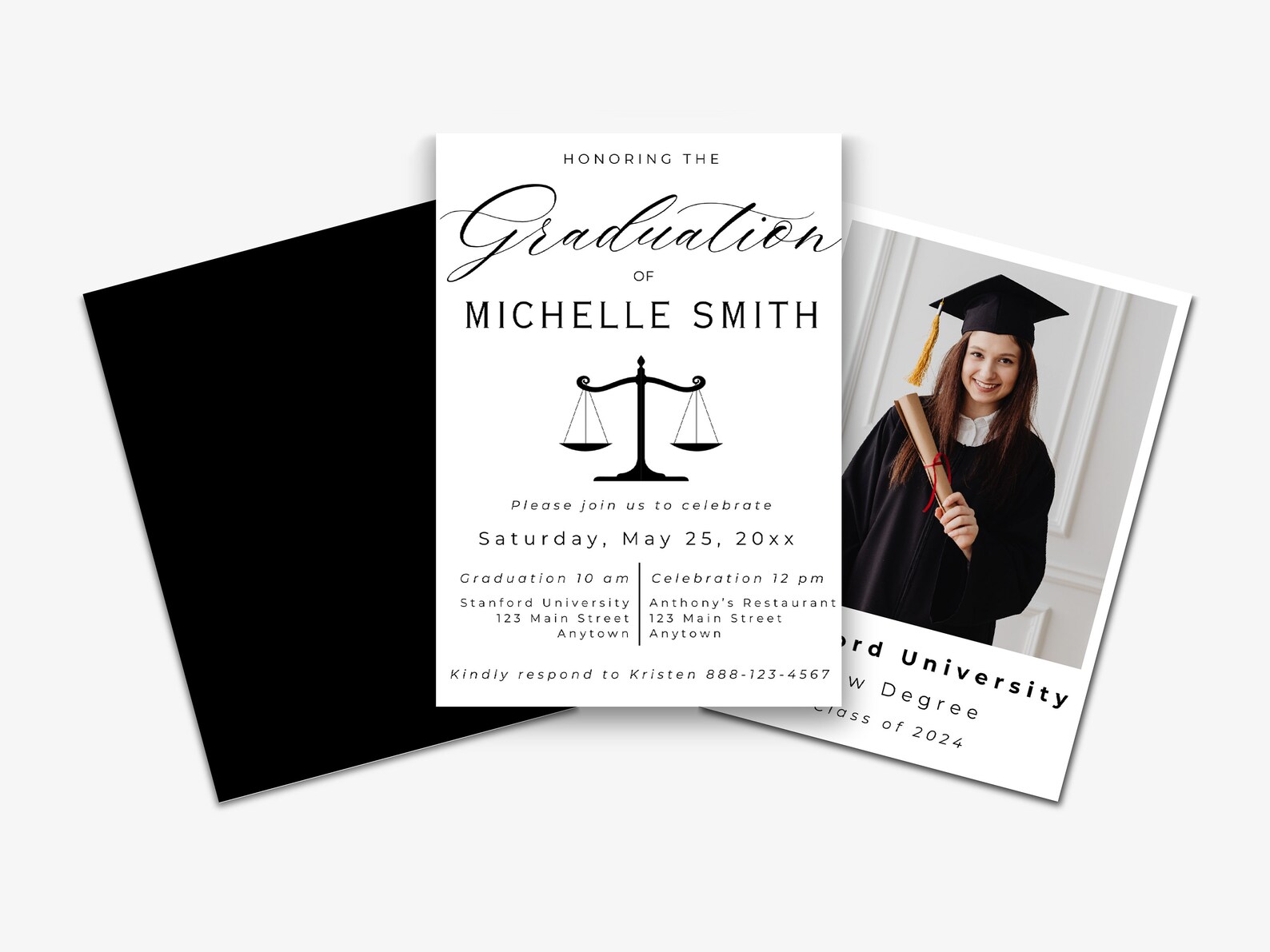 Law School Graduation Announcement Party Photo Invitation Template ...
