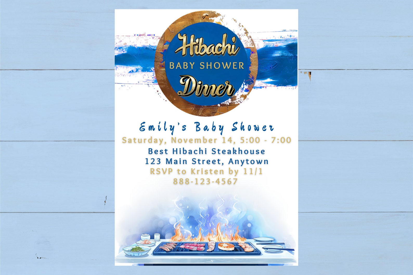 Hibachi Baby Shower Party Invitation Boy, Instant Download, Sushi ...