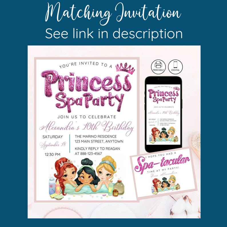 Princess Spa Party Birthday Welcome Sign, Pamper Editable Poster ...