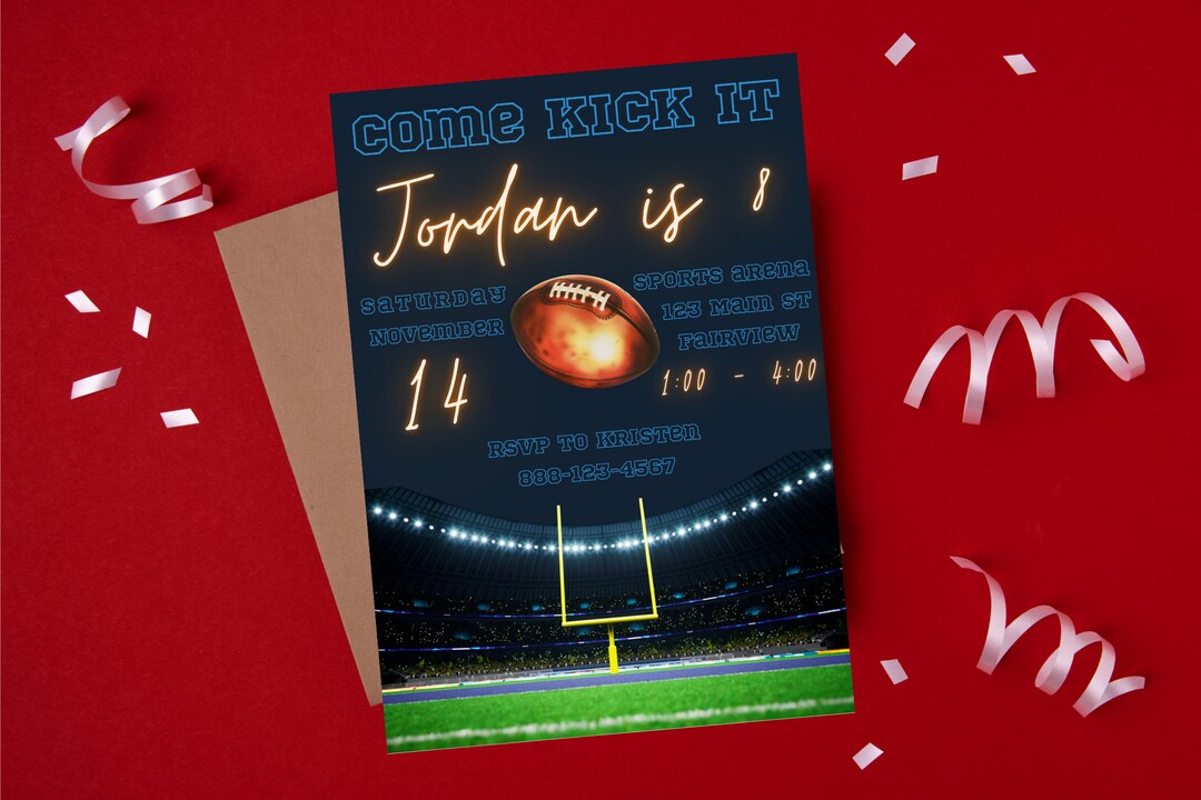 Football Birthday Party Invitation Template, Sports Bday Invite Boy ...