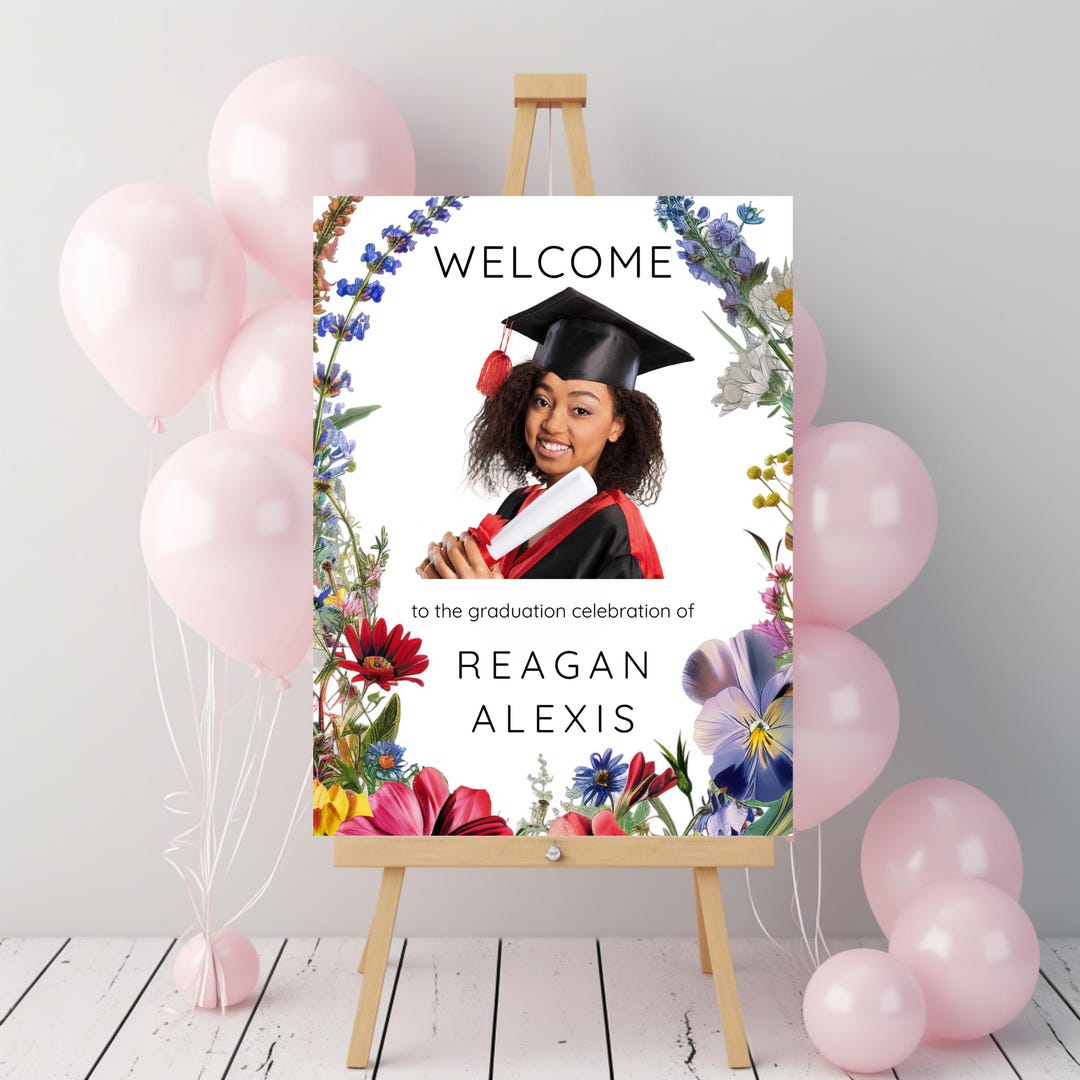 Wildflower Graduation Party Photo Welcome Sign Template, Printable ...