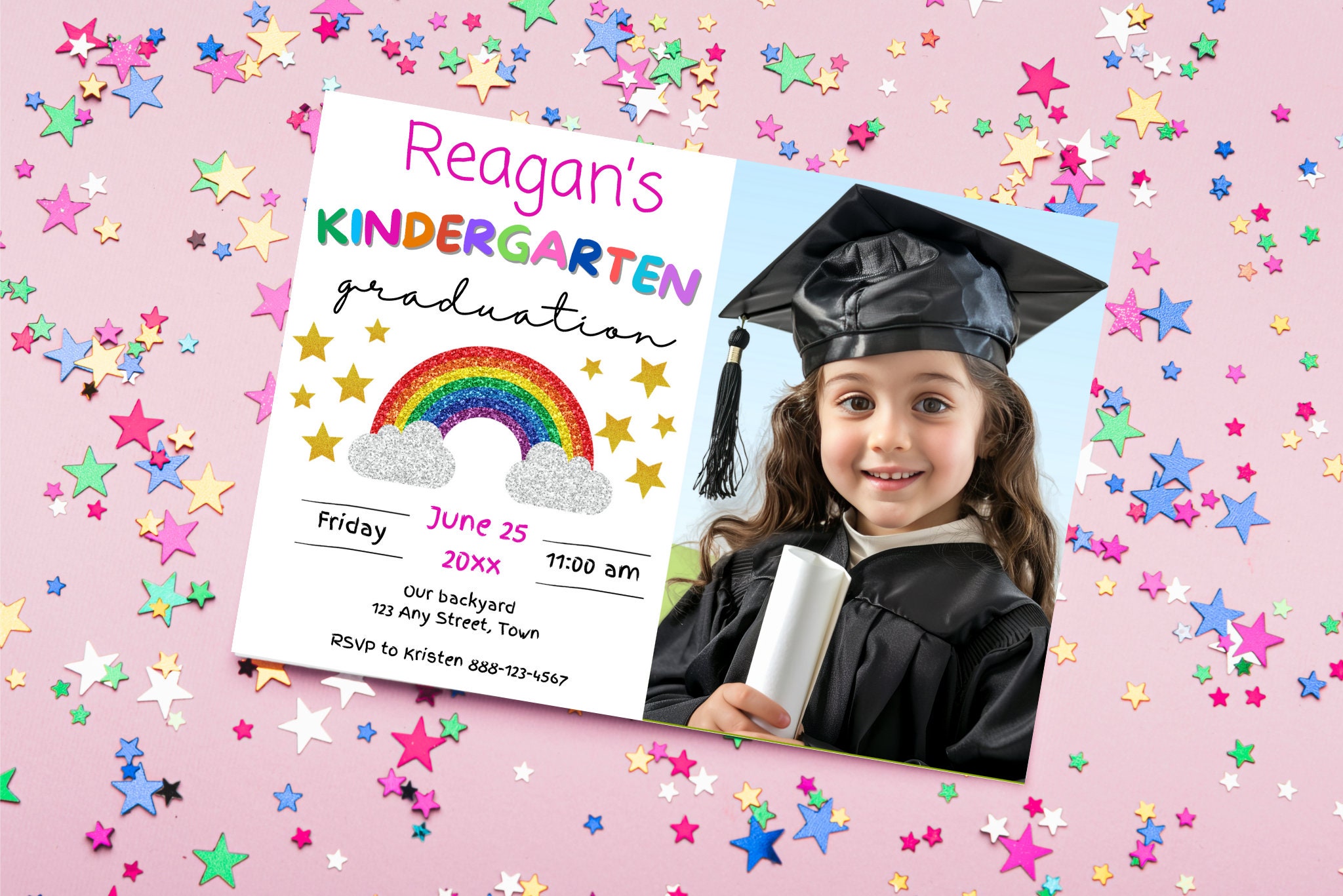 Kindergarten Graduation Party Photo Invitation | School Ceremony ...