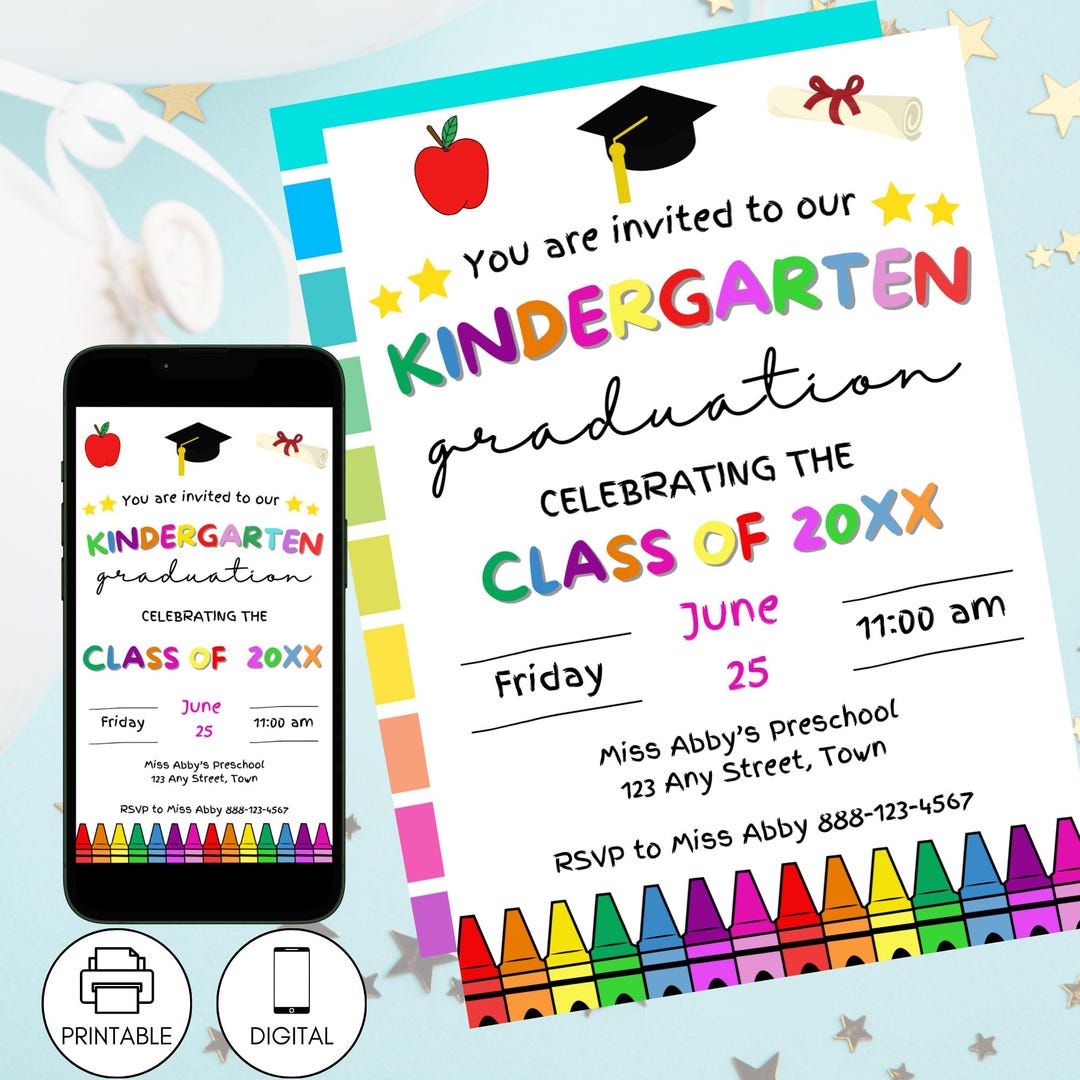 Kindergarten Graduation Invitation | Ceremony Celebration | School ...