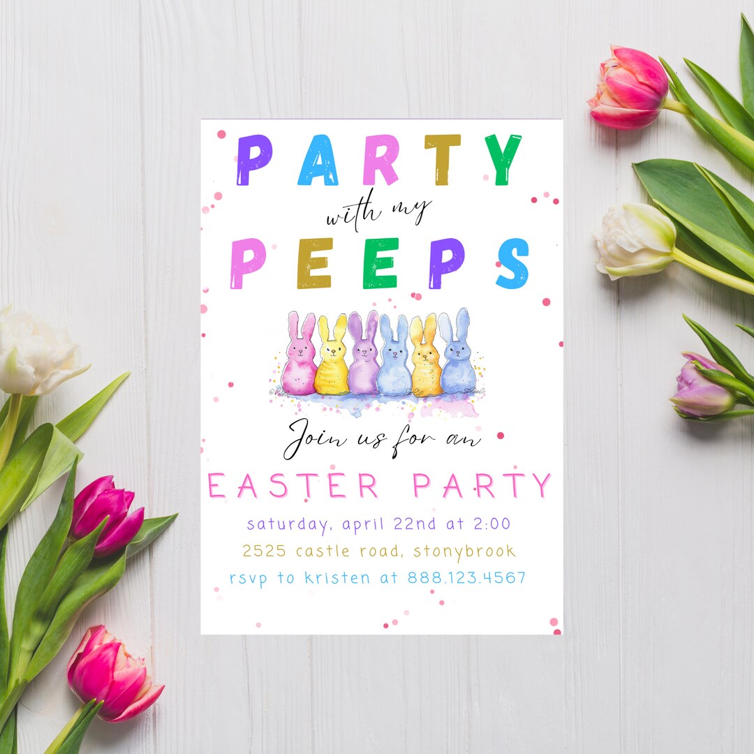 Easter Invitation Easter Peeps Egg Hunt Party Instant Download Party ...