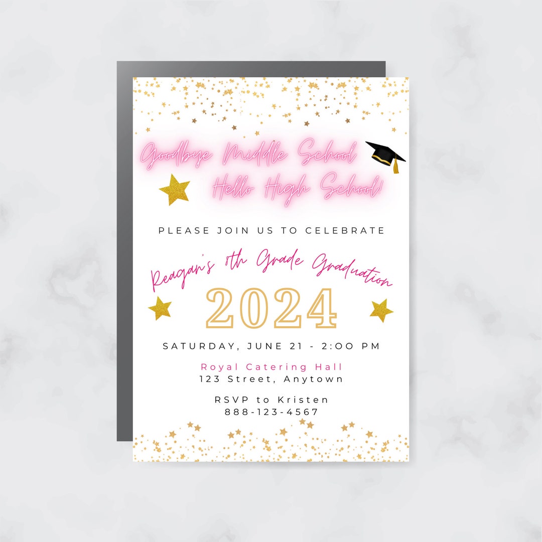 Middle School Graduation Invitation | Goodbye Middle School | Editable ...