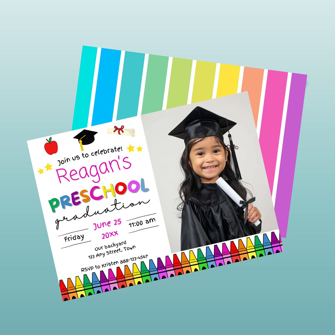 Pre-k Graduation Invitation Preschool Ceremony Pre-school Party Photo ...