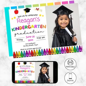 Kindergarten Graduation Invitation Photo Template, First Year Ceremony ...