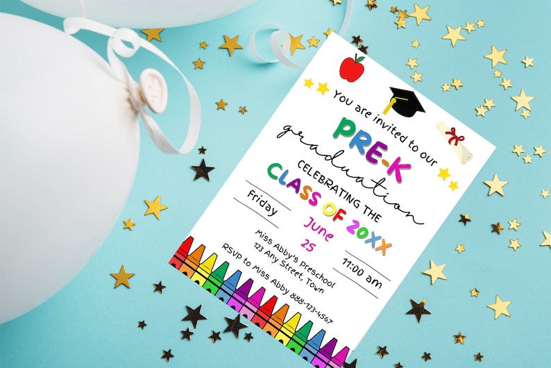 Pre-k Graduation Invitation | Preschool Ceremony | Pre-school Party ...