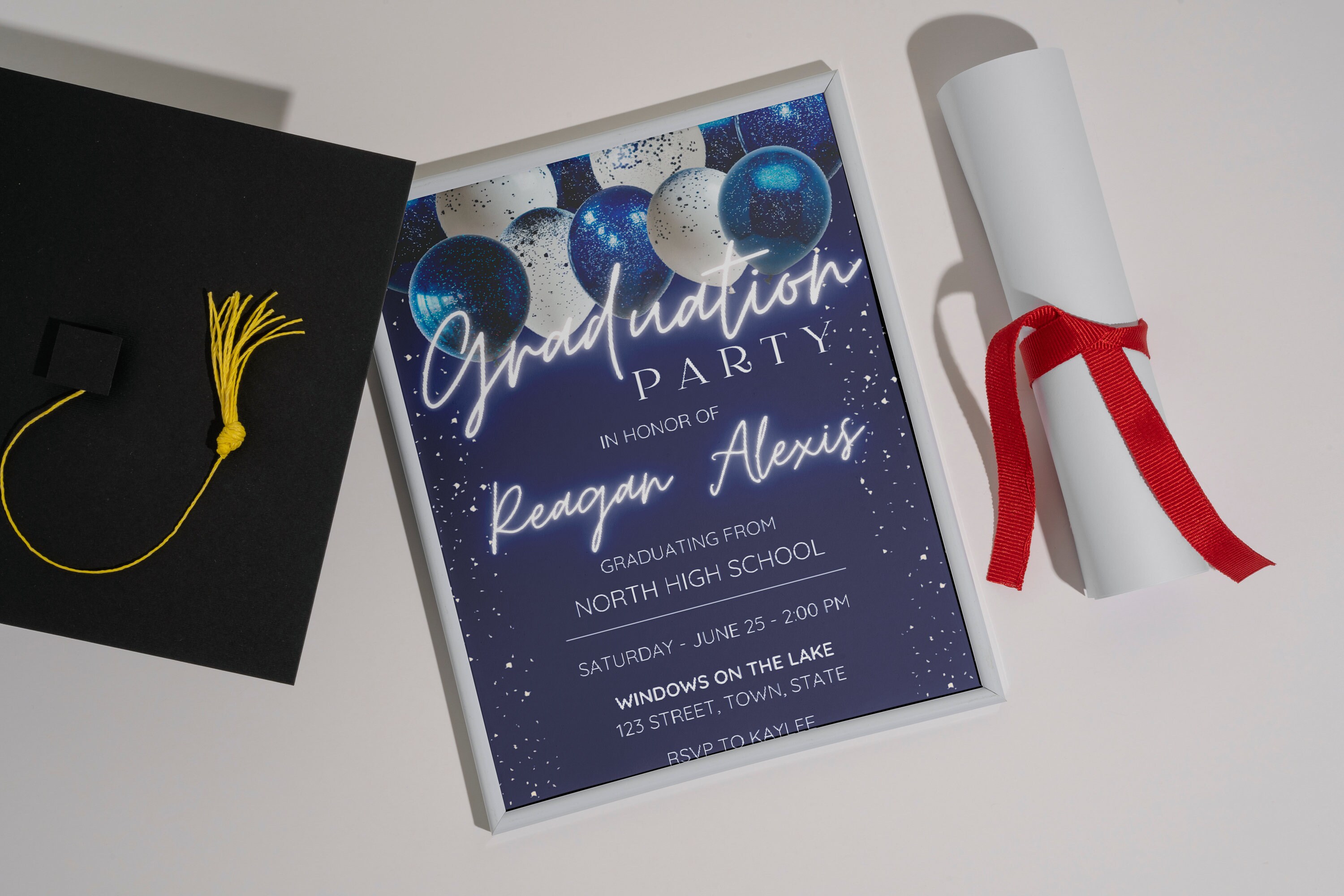 Blue & White Graduation Invite | Grad Announcement | Grad Party ...