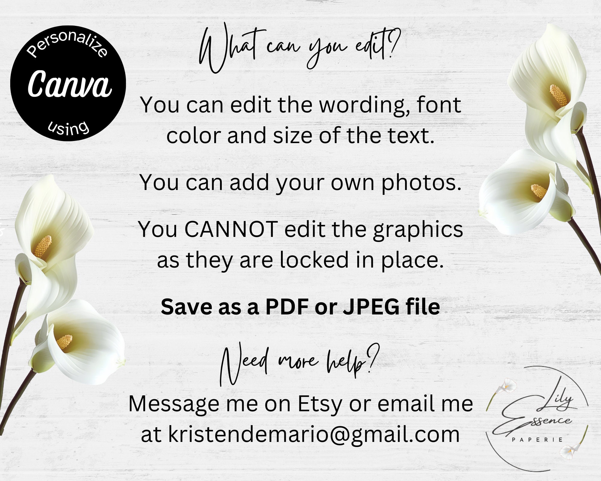 Calla Lily Floral Wedding Program Template, Order of Ceremony, Instant ...