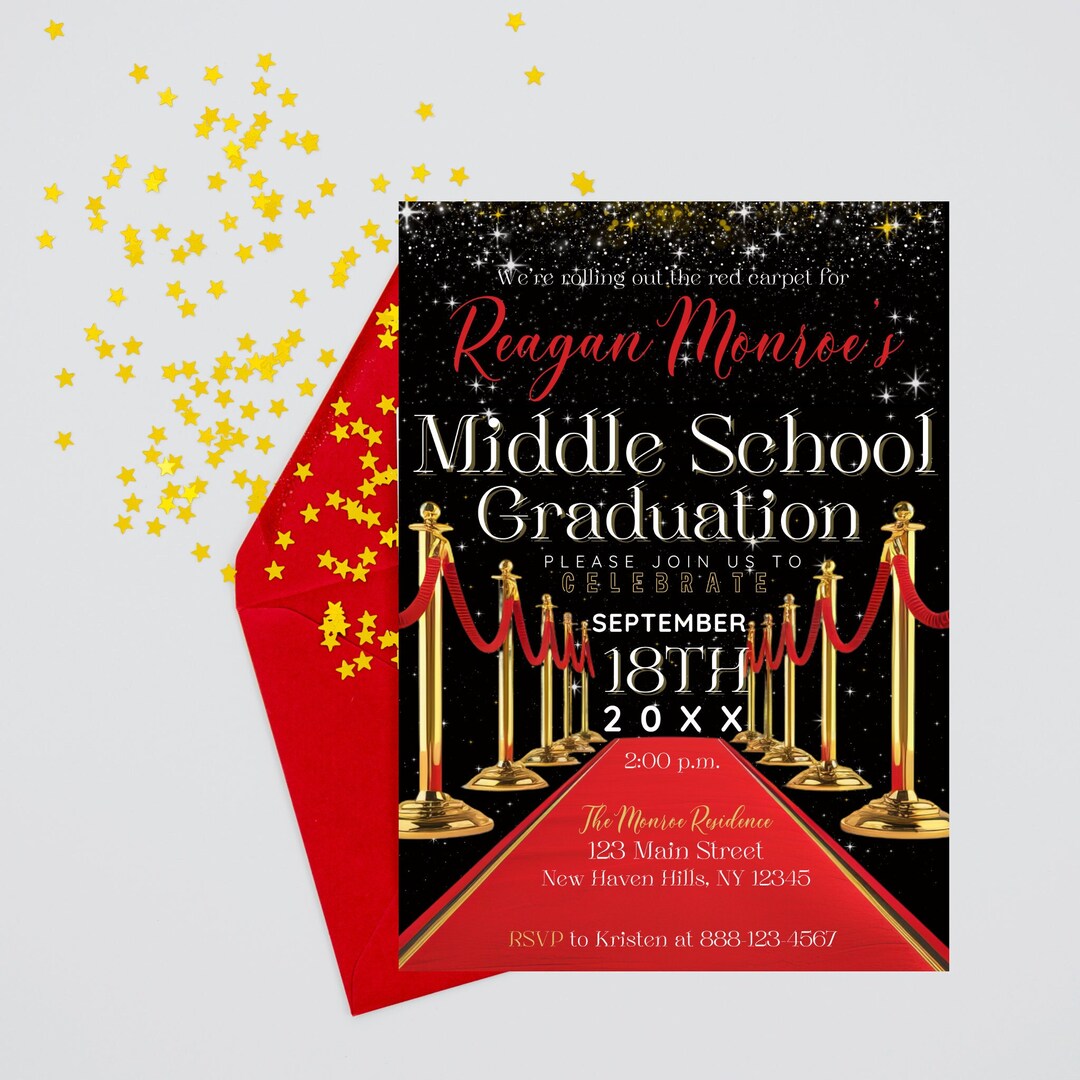 Middle School Graduation Invitation | Grad Announcement Invite ...