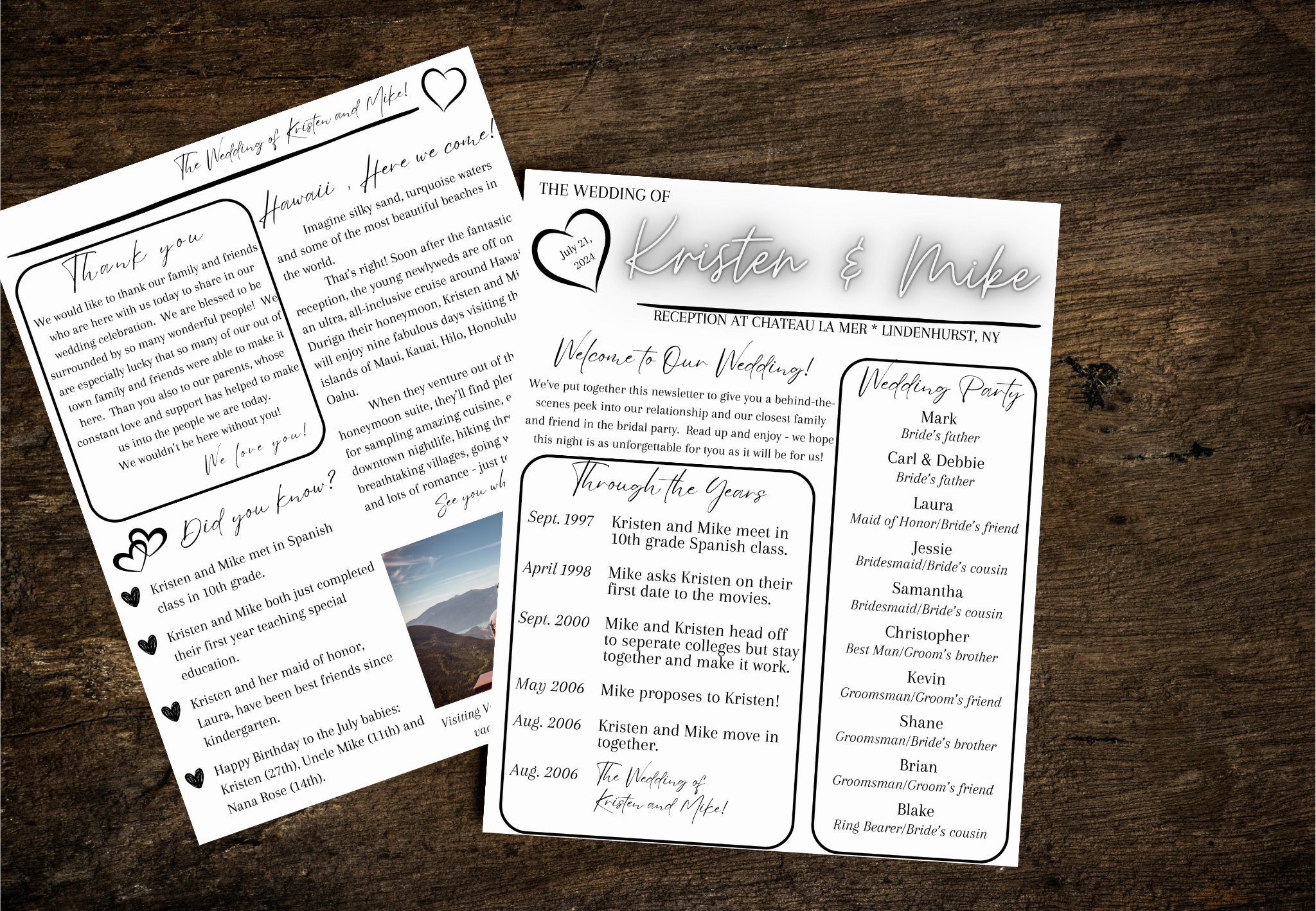 Wedding Newsletter Template, Editable Marriage Newspaper, Printable ...
