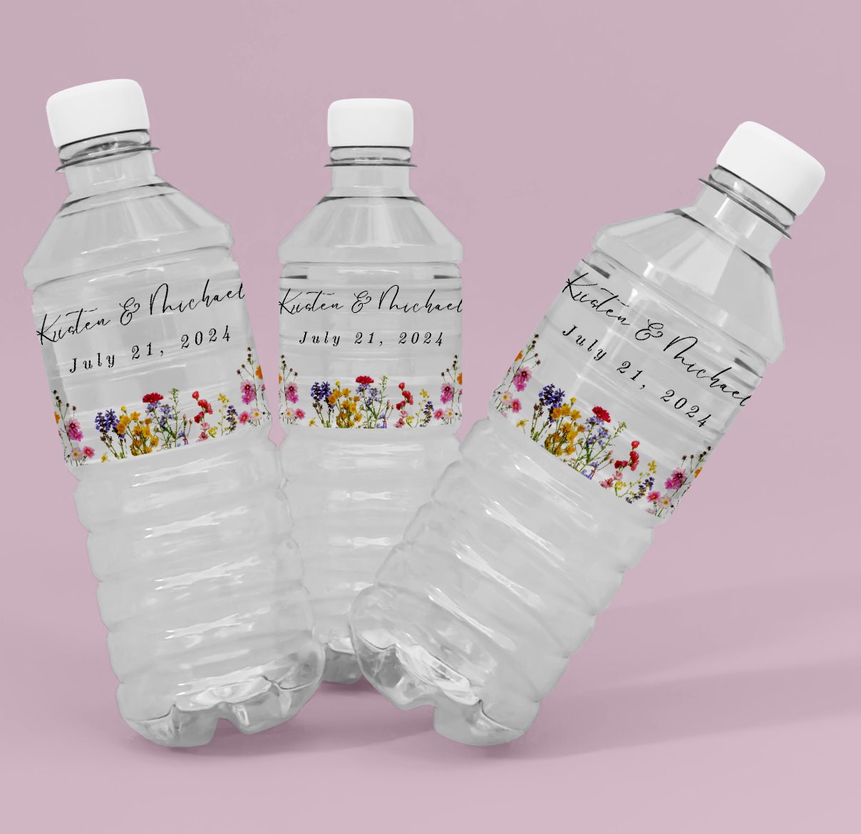 Wildflower Wedding Water Bottle Label, Floral Water Bottle Label ...