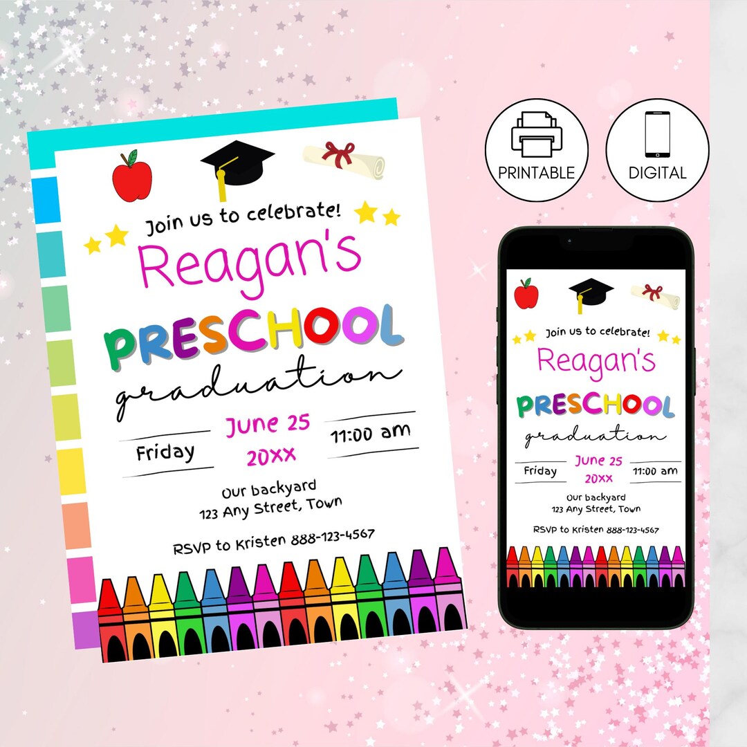 Pre-k Graduation Invitation Template, Preschool Ceremony, Pre-school ...