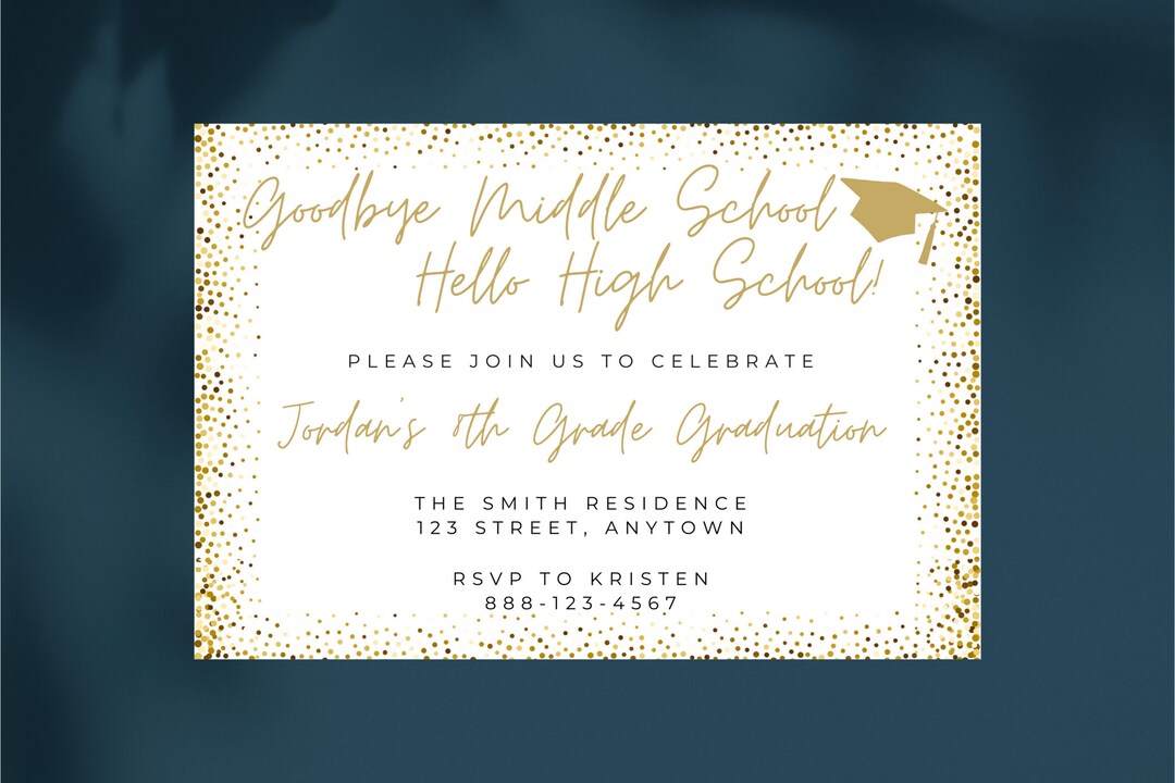 Middle School Graduation Invitation Goodbye Middle School Editable ...