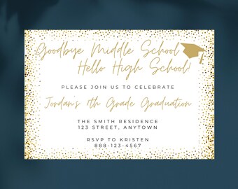 Goodbye Middle School 8th Grade Graduation Editable Invite - Etsy