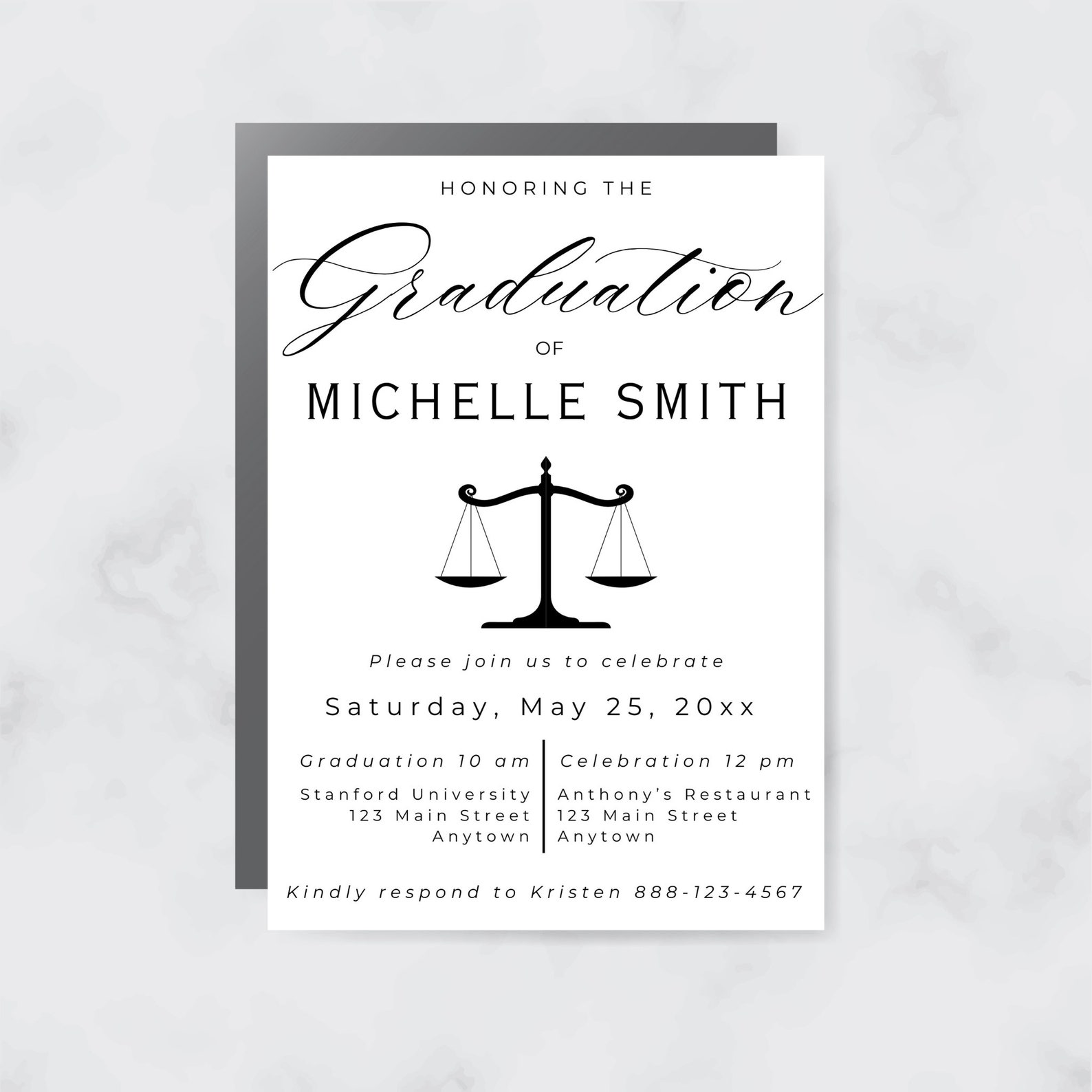 Law School Graduation Announcement Party Photo Invitation Template ...