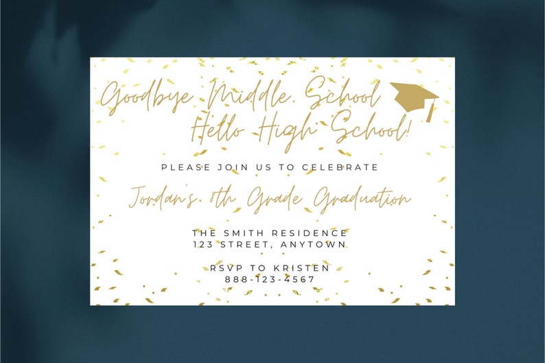 Middle School Graduation Invitation | Goodbye Middle School | Editable ...