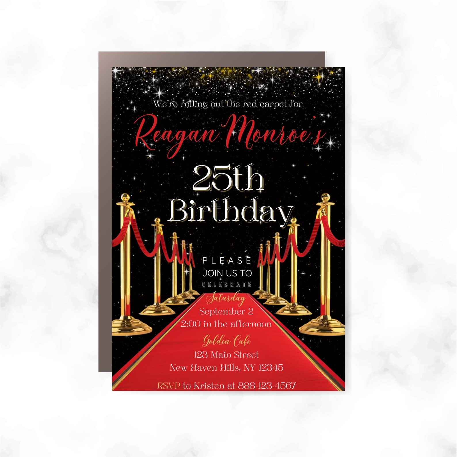 Red Carpet Invite | Hollywood Theme Party | Birthday Invitation | Red ...