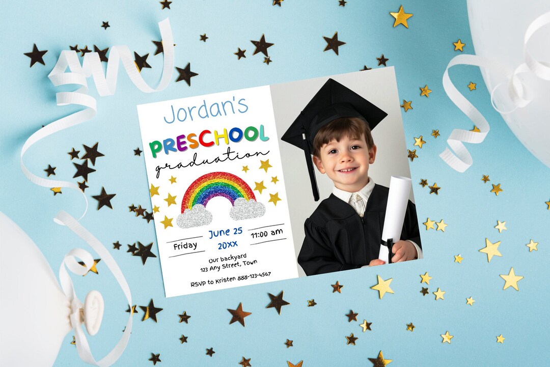 Pre-k Graduation Party Invitation | Preschool Ceremony | Boy Invite ...