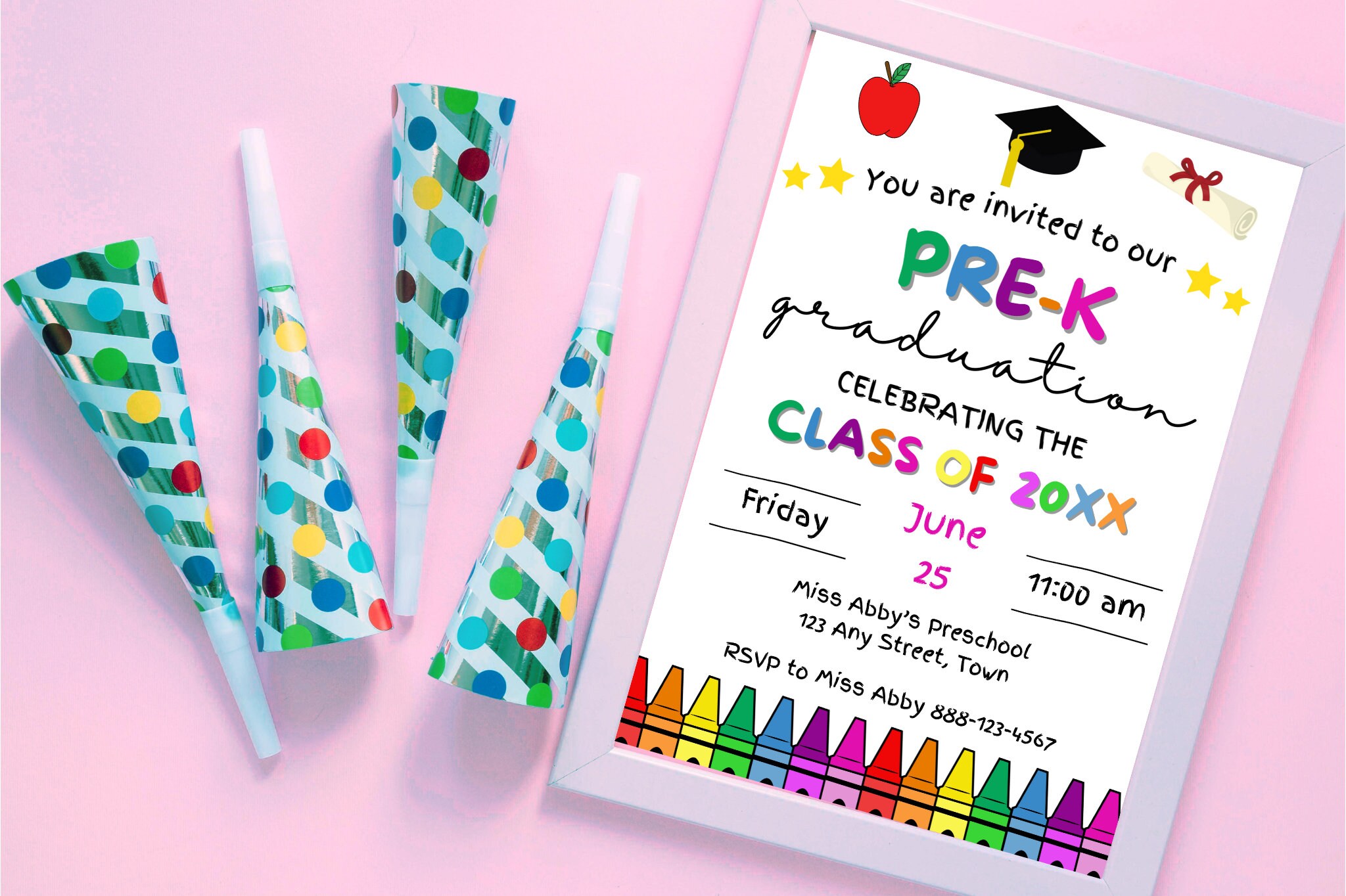 Pre-k Graduation Invitation Preschool Ceremony Pre-school Party School ...