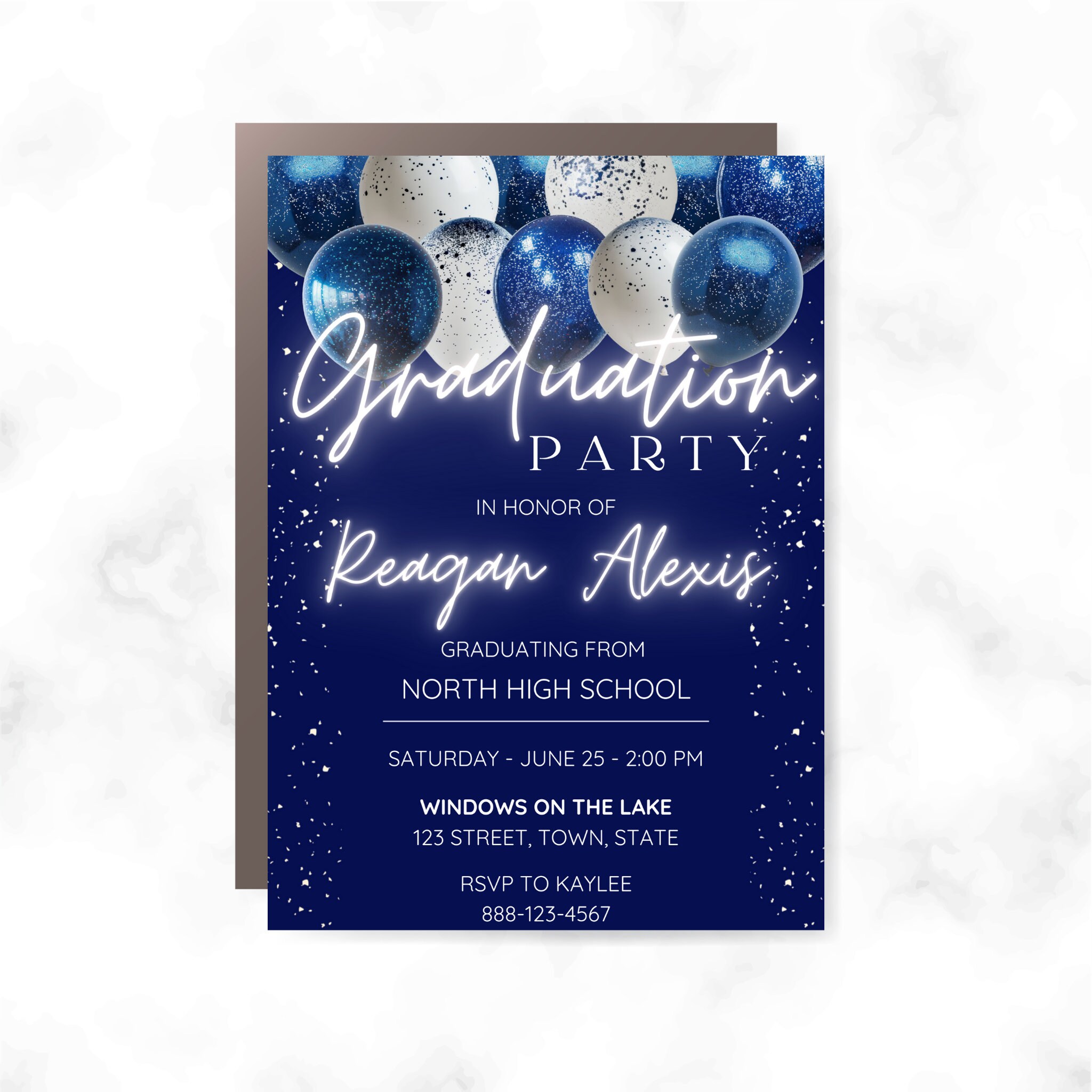 Blue & White Graduation Invite | Grad Announcement | Grad Party ...