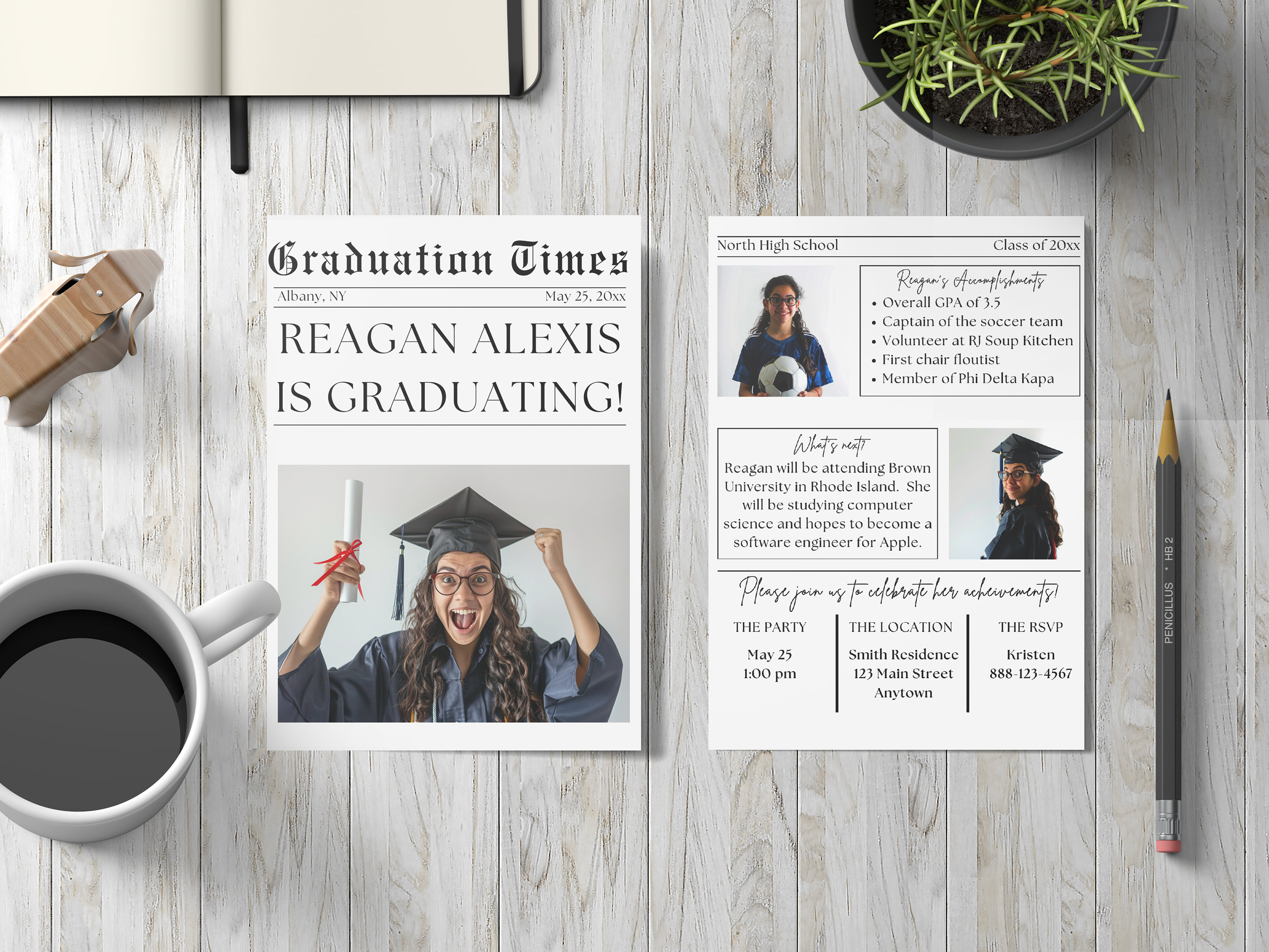 Graduation Newsletter College High School, Newspaper Announcement ...