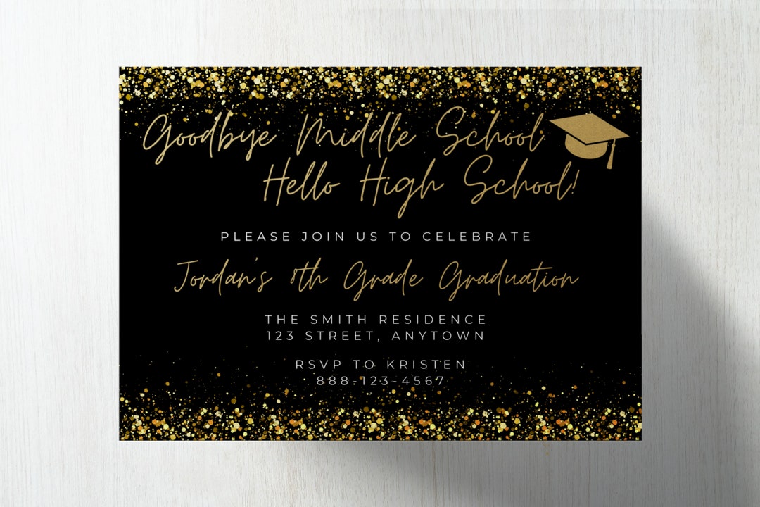 Middle School Graduation Invitation Goodbye Middle School Editable ...