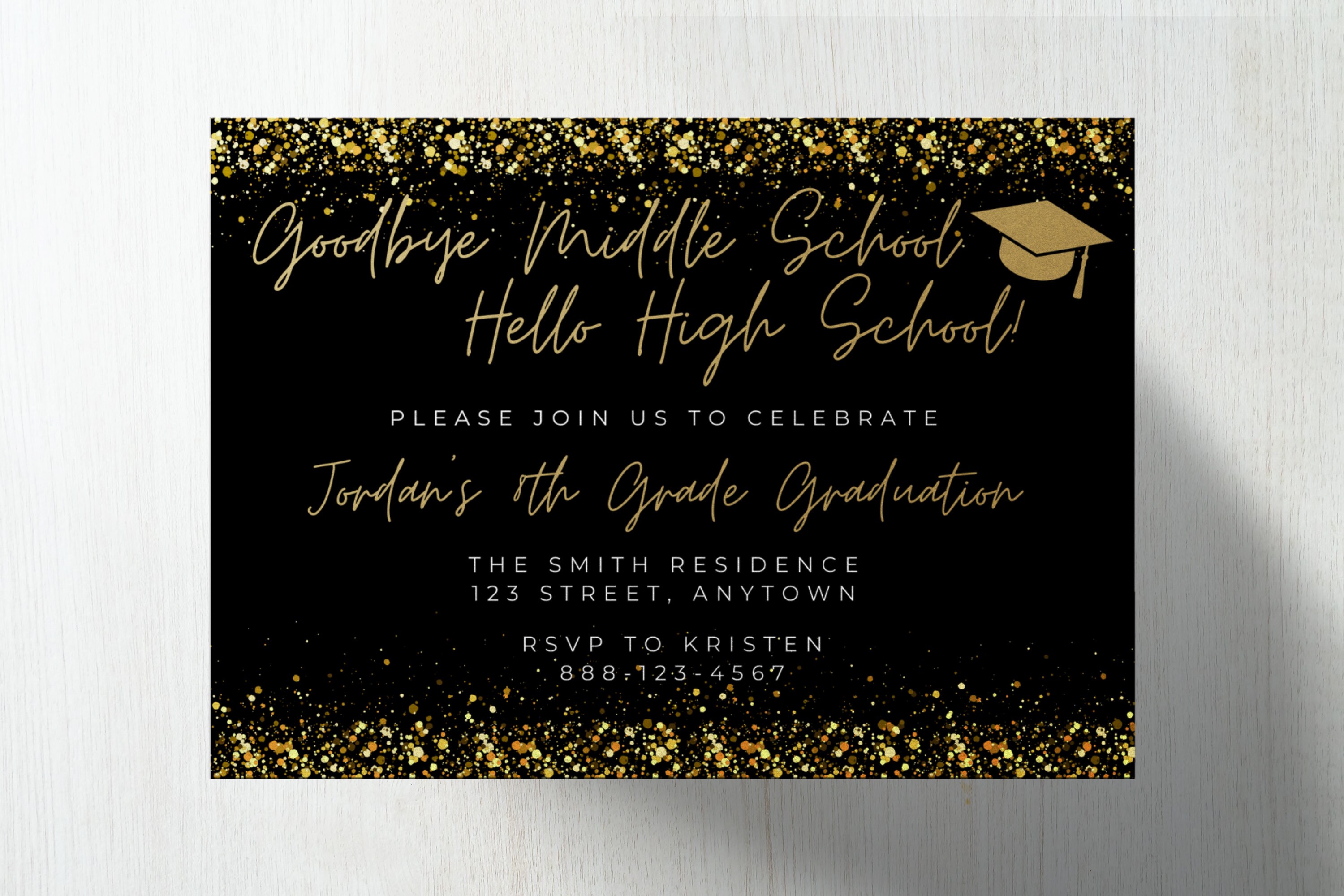 Middle School Graduation Invitation Template, Goodbye Middle School ...