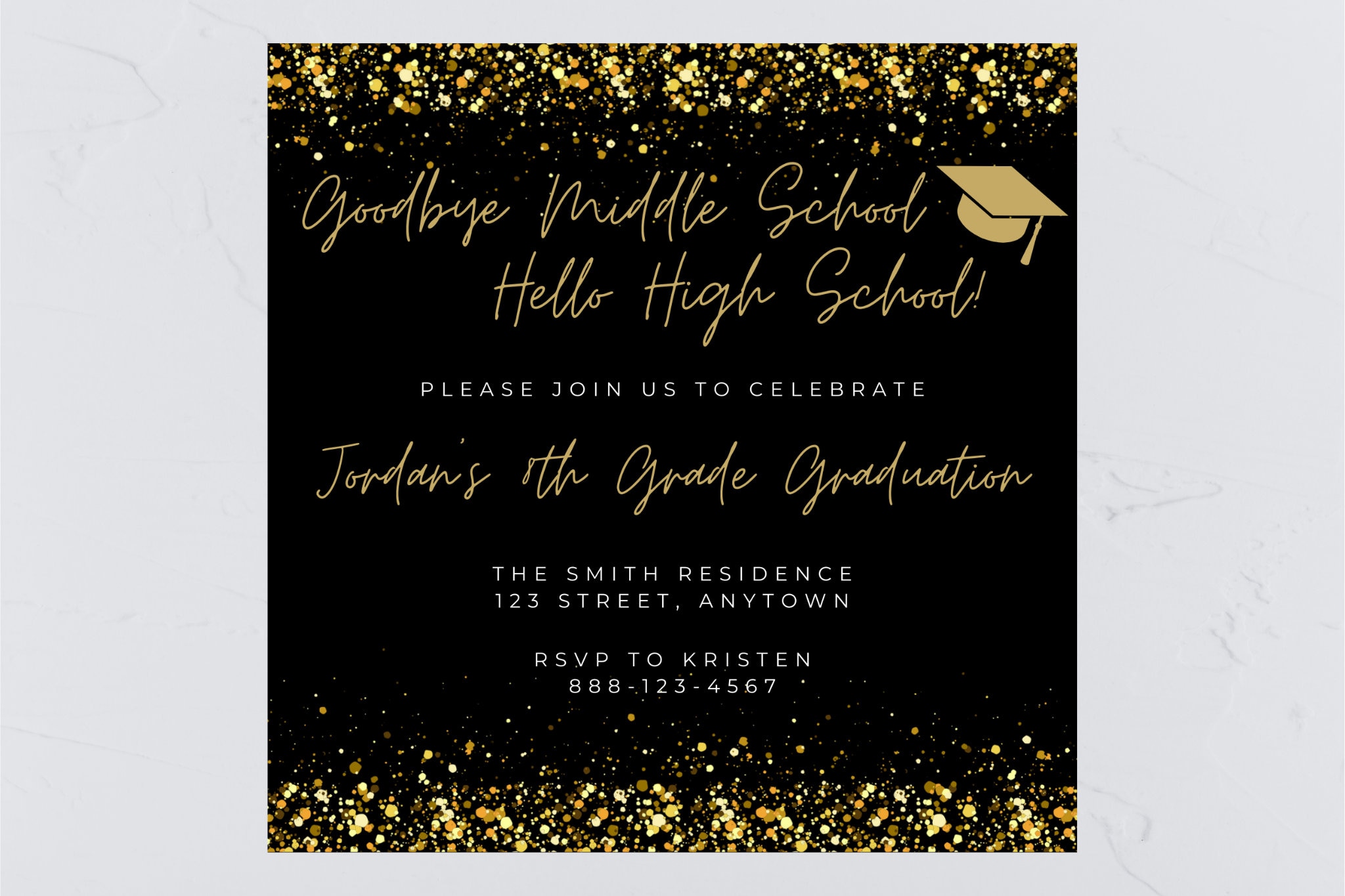 Middle School Graduation Invitation, Goodbye Middle School, Editable ...