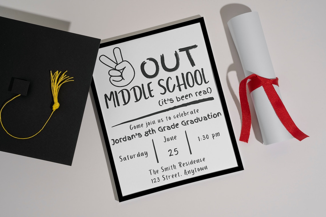 Middle School Graduation Invitation | Peace Out Middle School ...