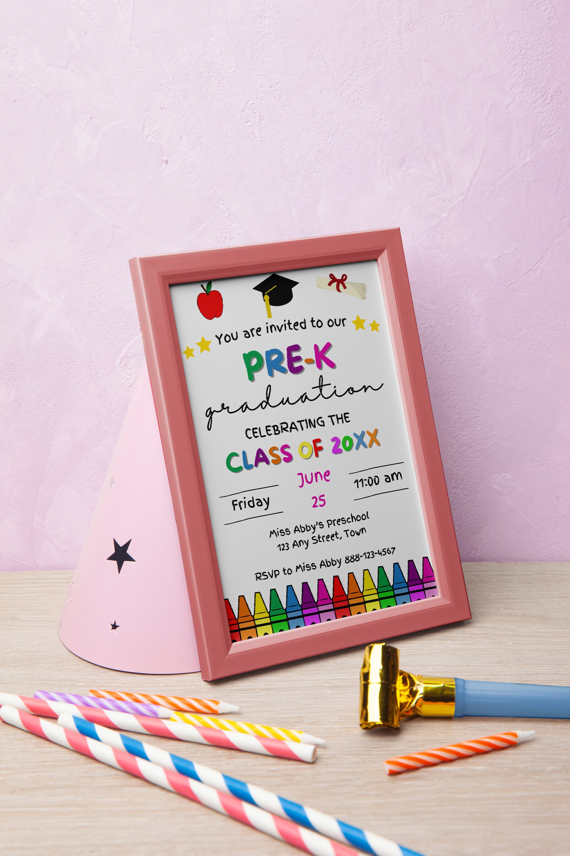 Pre-k Graduation Invitation Preschool Ceremony Pre-school Party School ...