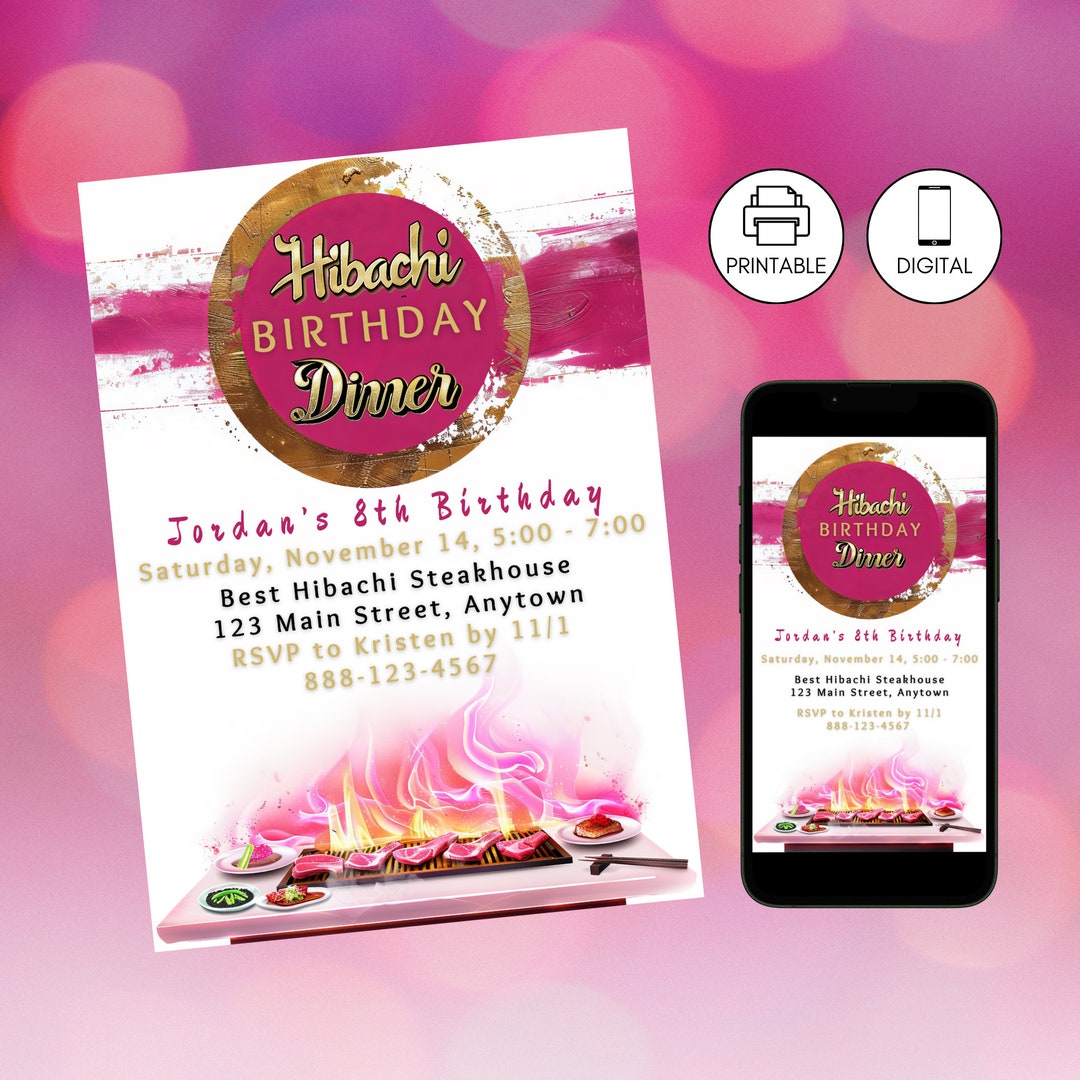 Hibachi Party | Instant Download | Sushi Girl's Birthday Dinner ...