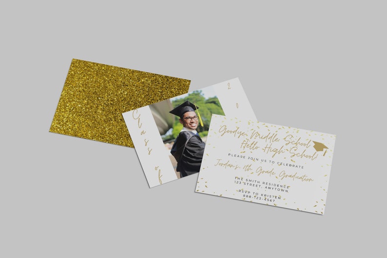 Middle School Graduation Invitation | Goodbye Middle School | Editable ...