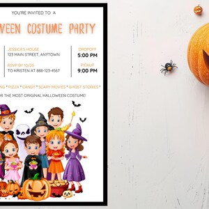 Halloween Kids Costume Party Invitation Template, Children Let's Get ...