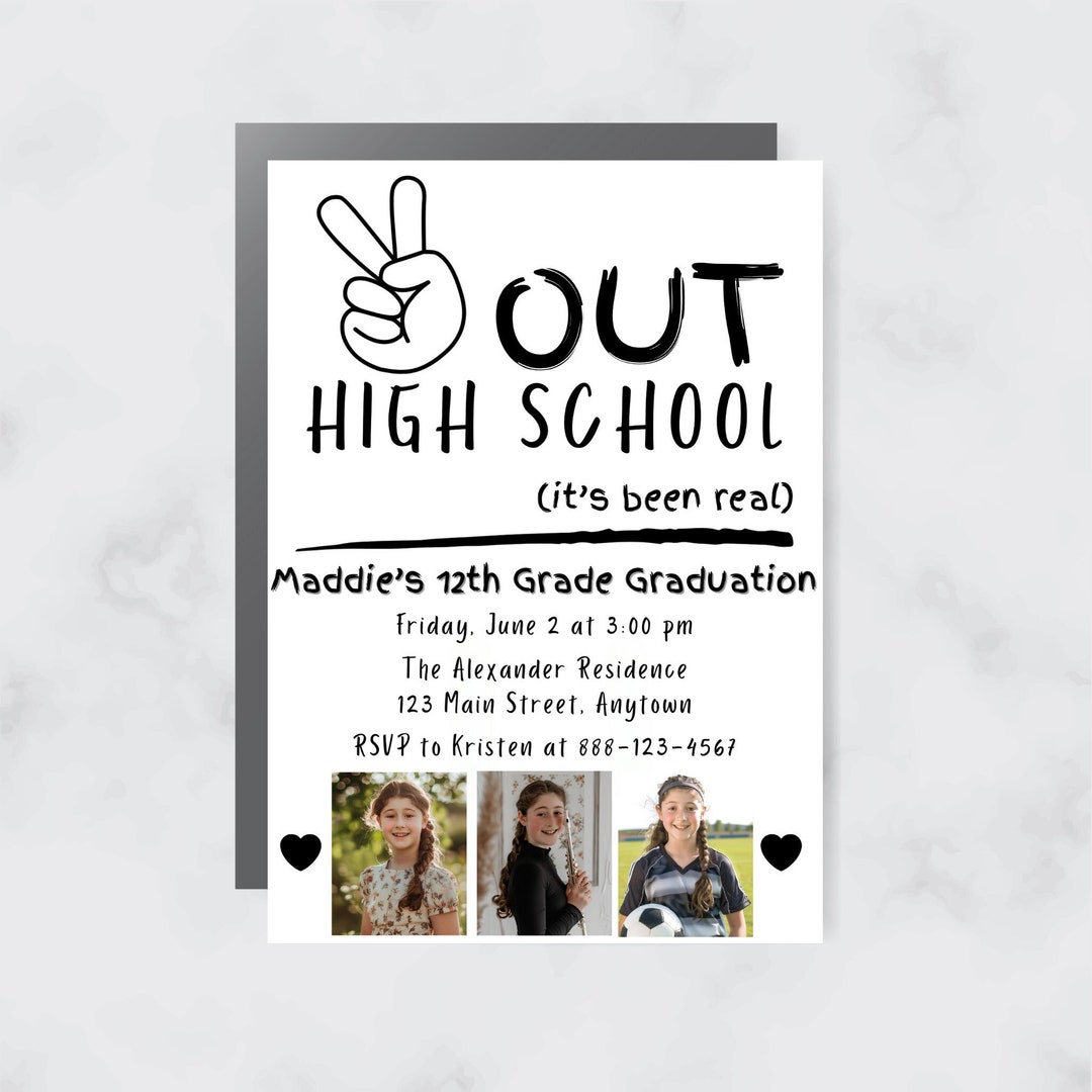 High School Graduation Invitation | Peace Out High School | Editable ...