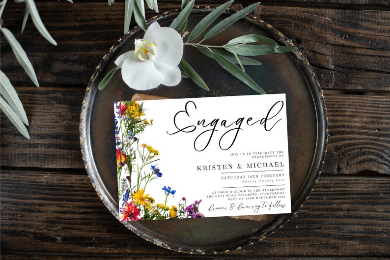 Wildflower Engagement Party Invitation Instant Download Editable ...
