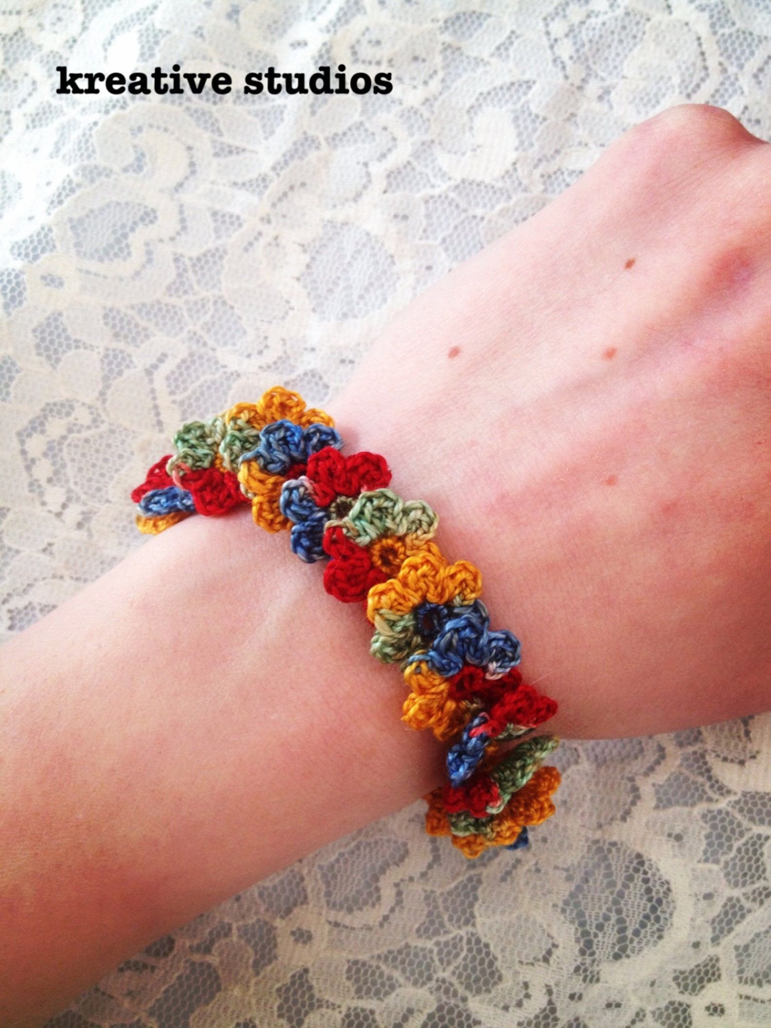 Crochet Flower Bracelet Pattern , "floating Flower" - Etsy
