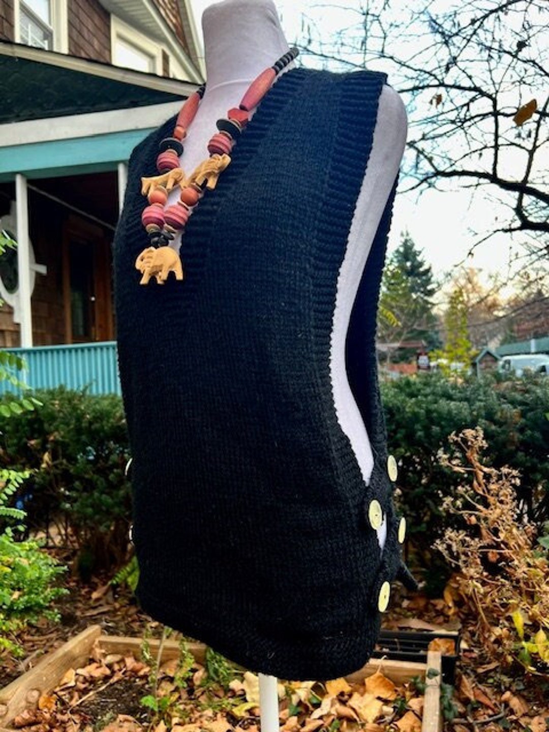 Avant Garde Vintage Glory: Handmade 1960s Open Cut Black Knit Wool ...