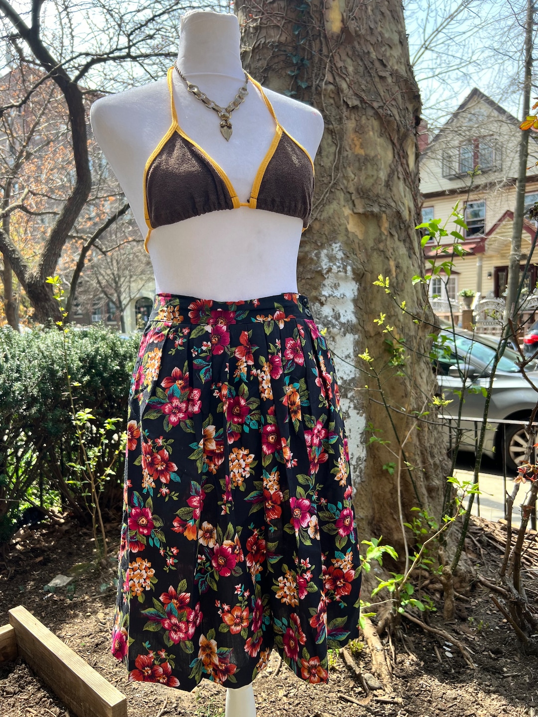 Punk Mom In The Poconos Vintage 80s Floral Mid Waisted Wide Leg