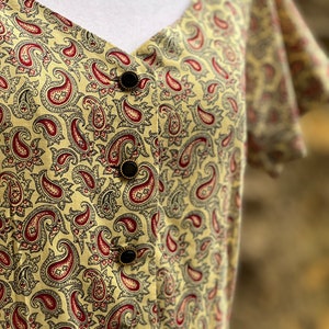 Vintage 70s Handmade Paisley Print Cotton Country Day Dress With Front ...