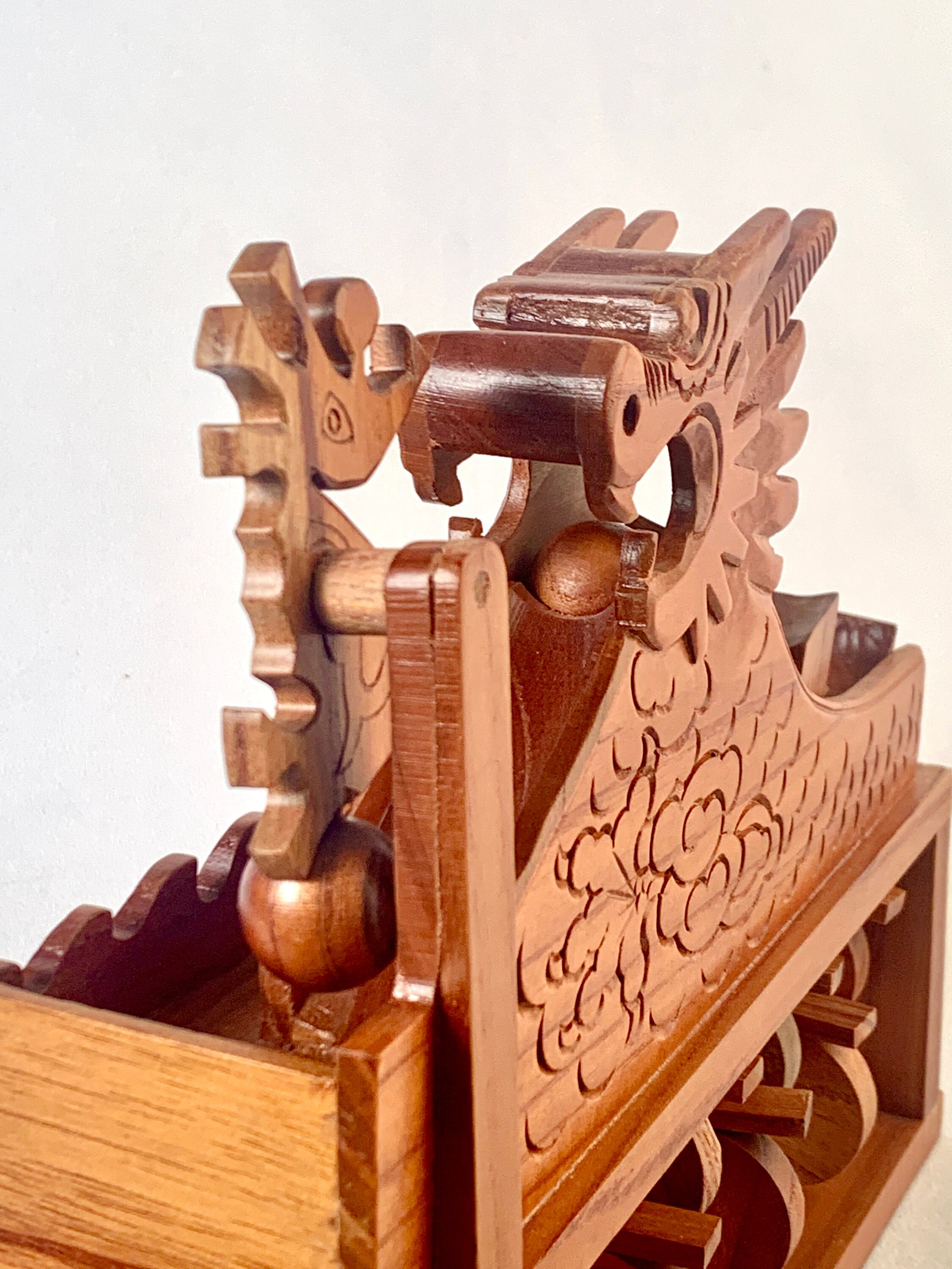 Vintage Wooden Dragon Marble Climber Machine Antique Carved - Etsy