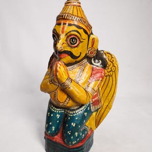 Vintage Garuda Statue Sculpture Hindu Diety Handmade Painted 10.5" Tall ...
