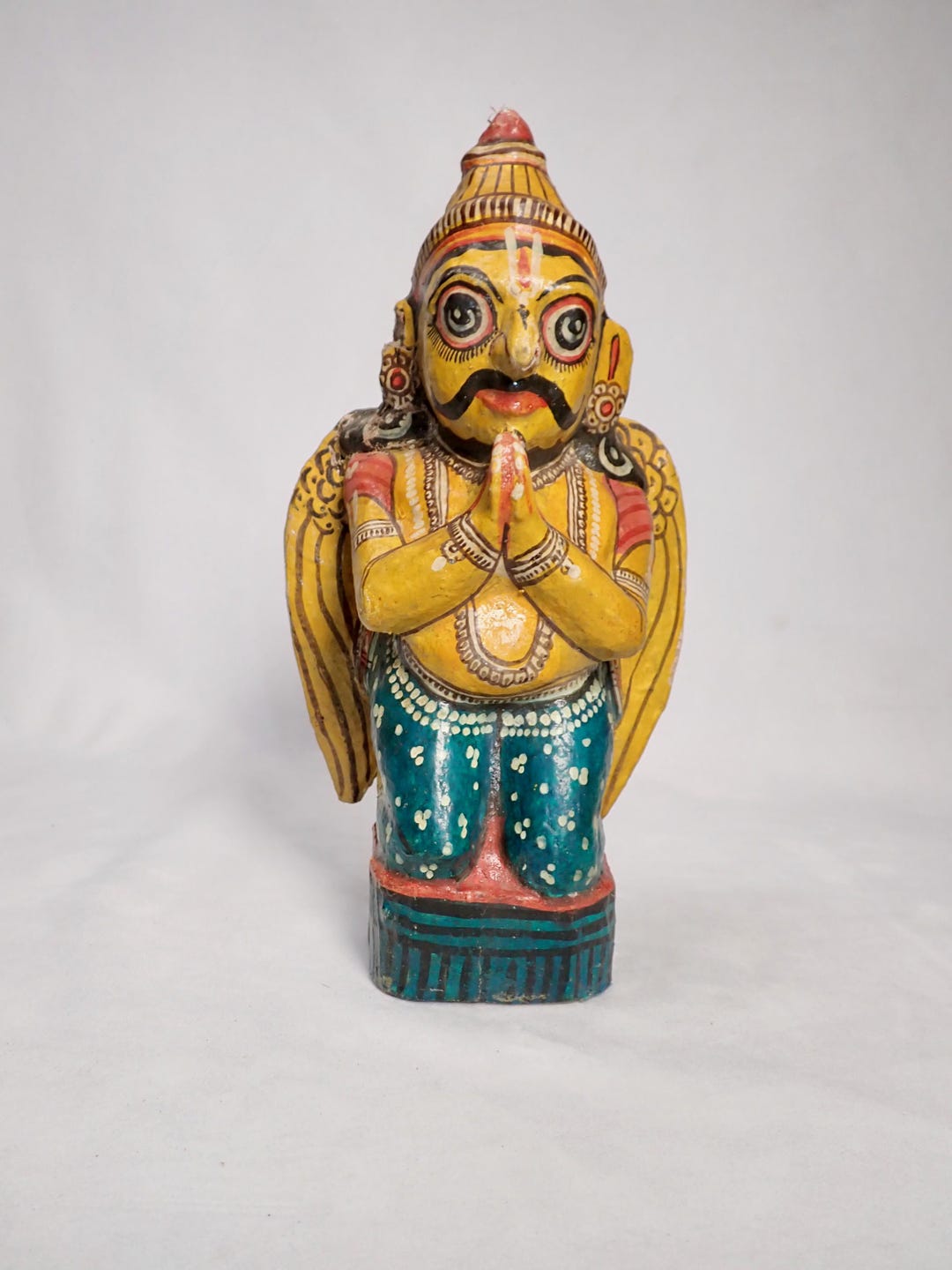 Vintage Garuda Statue Sculpture Hindu Diety Handmade Painted 10.5" Tall ...